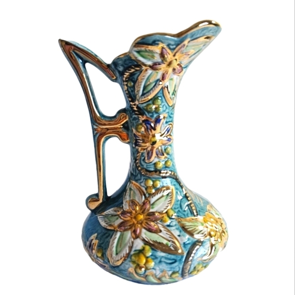 Accents | Vintage H Bequet Quaregnon Hand Painted Teal Blue Gold Trim ...